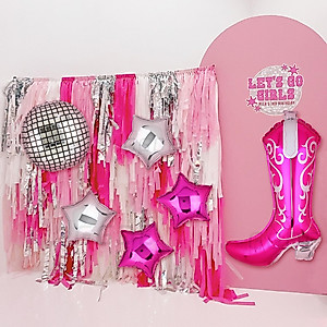 Disco Cowgirl Party Decorations Cowgirl Boot Balloons 90s 80s Birthday Let's Go Girls Western Bridal Shower Last Rodeo Bachelorette Theme Party Decor Supplies 5 Pcs Pink