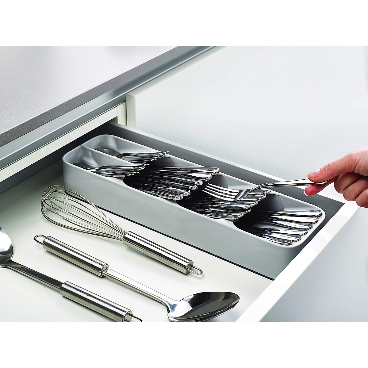 Joseph Joseph DrawerStore Set Kitchen Drawer Organizer Tray for Cutlery and Knives, Gray