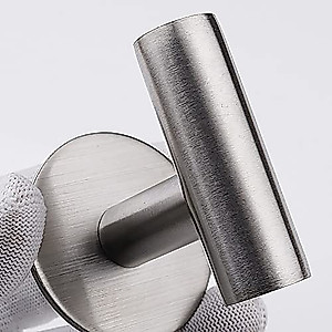 SHAREWIN Adhesive Towel Hooks Bathroom Wall Mounted Matte Black Hook 304 Stainless Steel Hanging Coat Rack Robe for Kitchen Bathroom Shower Home Door 2 Packs (Brushed Nickel Silver)