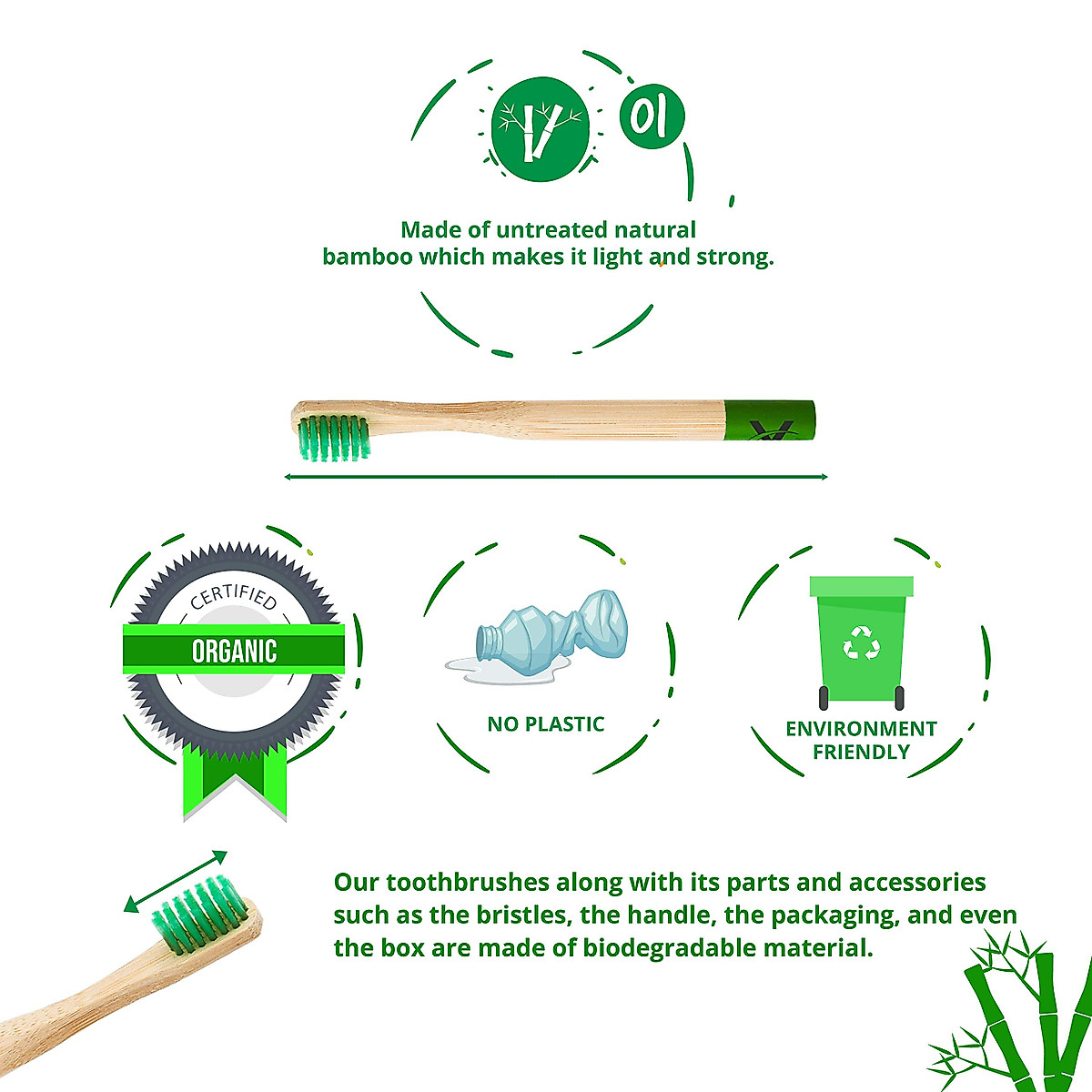 Vaireo Bamboo Toothbrushe - Soft Bristles Wooden toothbrushes - Organic Wooden Toothbrushes - 100% Natural, Eco-Friendly and Biodegradable (Kids Colourful 6 Pack)