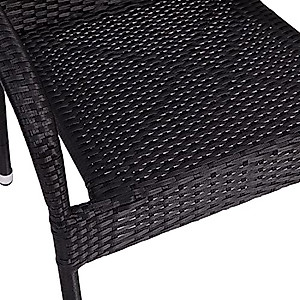 Flash Furniture Maxim Indoor/Outdoor Wicker Dining Chairs with Fade & Weather-Resistant Steel Frames for Patio and Deck, Set of 2, Black
