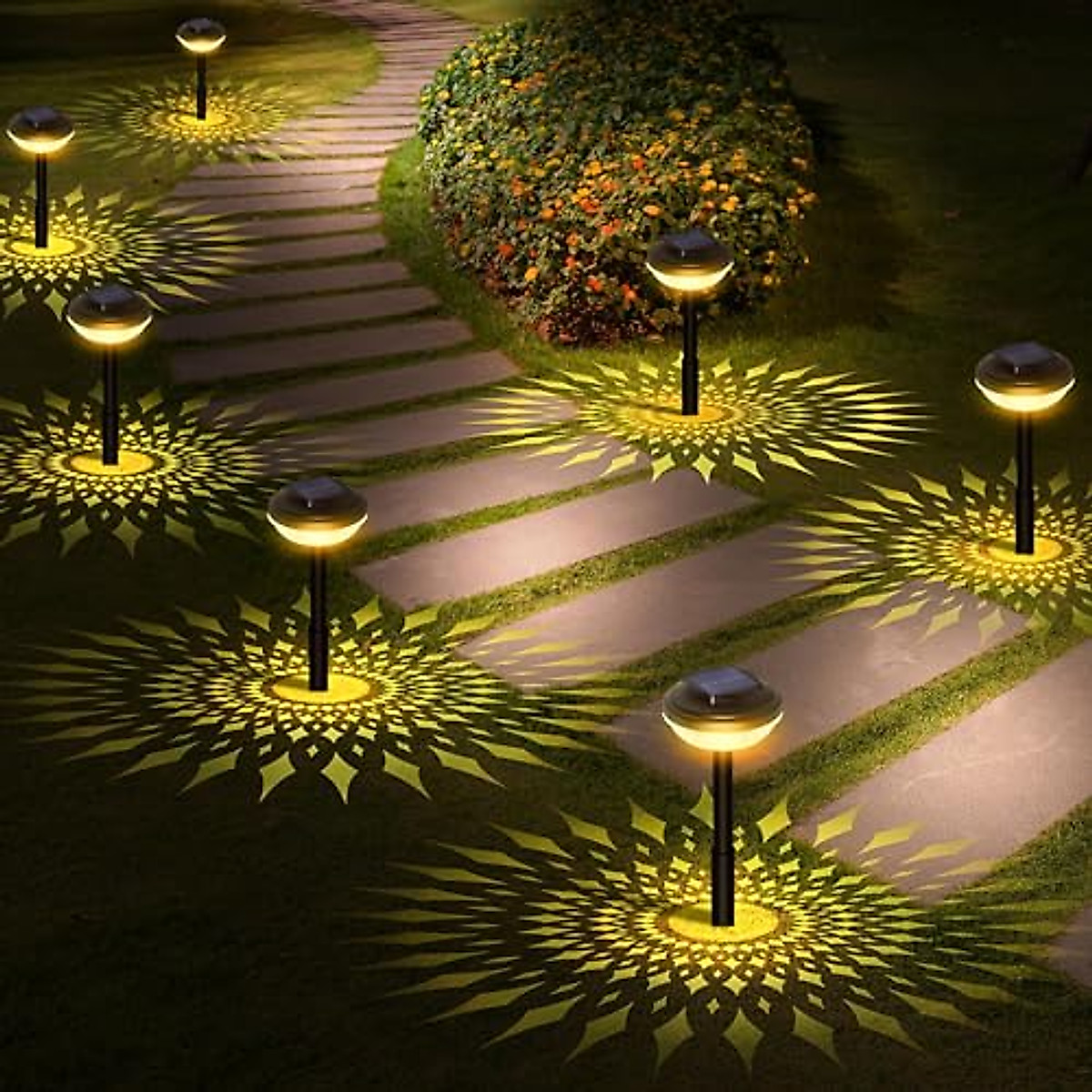 Staffzille Solar Pathway Lights 8 Pack, Solar Lights Outdoor Waterproof IPX5, 200lm Brightness Up to 10 Hours Auto On/Off Decorative Solar Lights for Outside Garden, Landscape, Yard, Patio, Driveway
