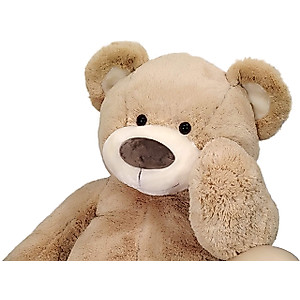 Anico 59" Tall (5 Feet) Giant Plush Light Brown Teddy Bear with Embroidered Paws and Smiling Face, Fits in 2XL Shirt!