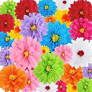 27 Pcs Mexican Flowers Party Decoration Fiesta Tissue Paper Fiesta Colorful Crepe Paper Flowers for Floral Backdrop Wedding Birthday Craft Wall 8" 10" 12"
