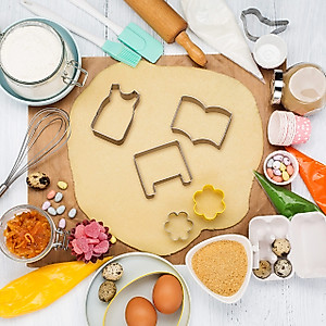 8 Piece Back to School Cookie Cutter Fondant Cutter Shapes Mini Plaque Frame Stainless Steel Biscuit Cutter and 6 Pieces Sugar Stir Needles Sugar Stirring Pins for Kitchen Baking