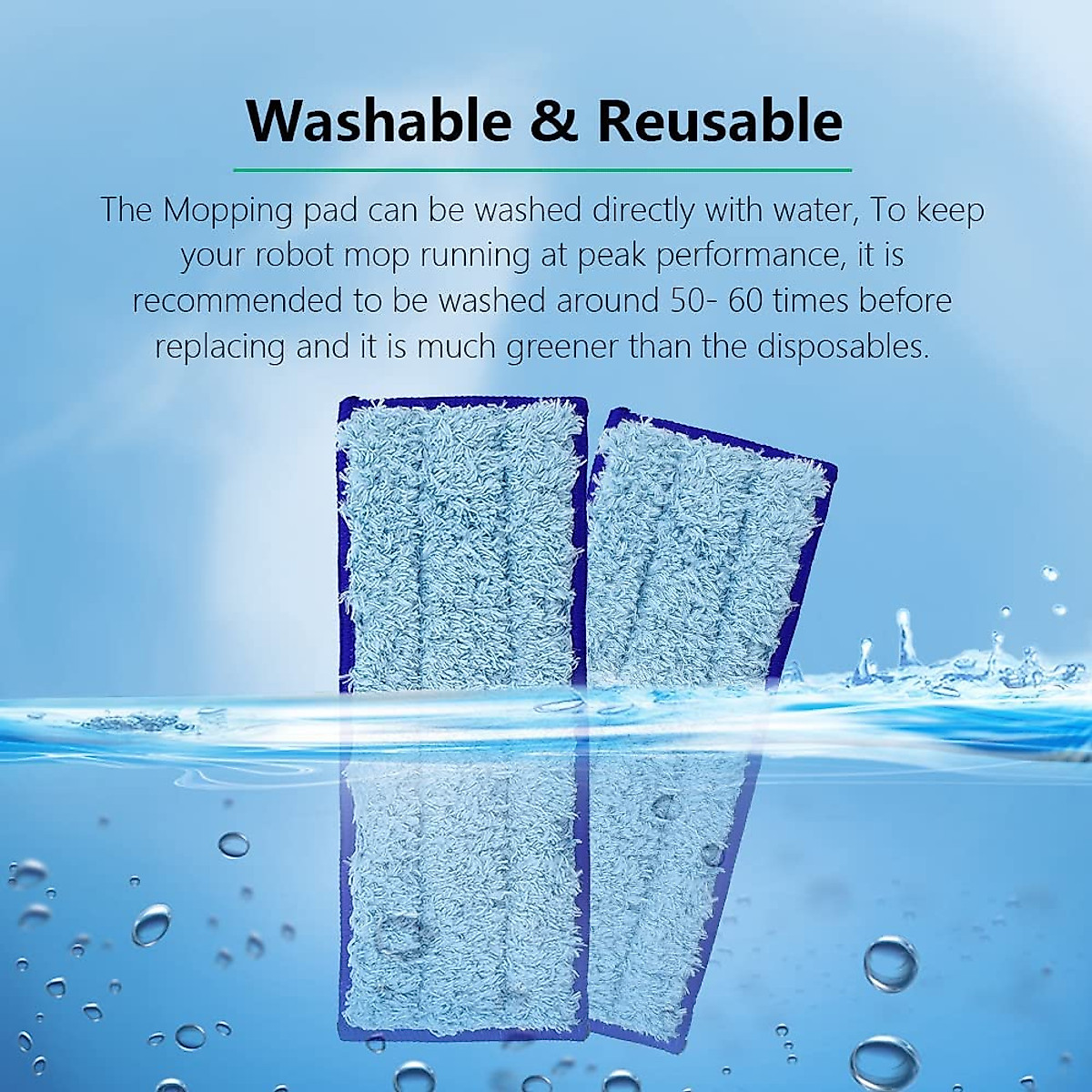 Neutop Replacement Washable & Reusable Wet Mopping Pad Compatible with iRobot Braava Jet 240, 241, 244, 245, 250 Robot Mops, Blue, 6-Pack.