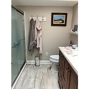 Liberty 22 inch Stylish Wall Mounted White and Satin Nickel Wardrobe Hook Rail/Coat Rack with 3 Pretty Dual Hanger Hooks for Coats, Hats, Scarves, Key • Extra Wide Hanging Space