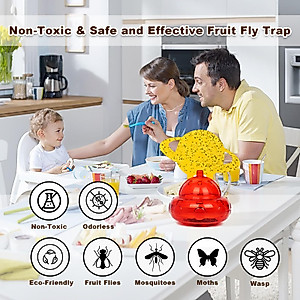 Fruit Fly Trap wth Sticky Pads, Fruit Fly Killer for Indoors, Safe and Non-Toxic Fly Catcher Gnat Traps Fruit Fly Traps for Kitchen,House - 2 Pack