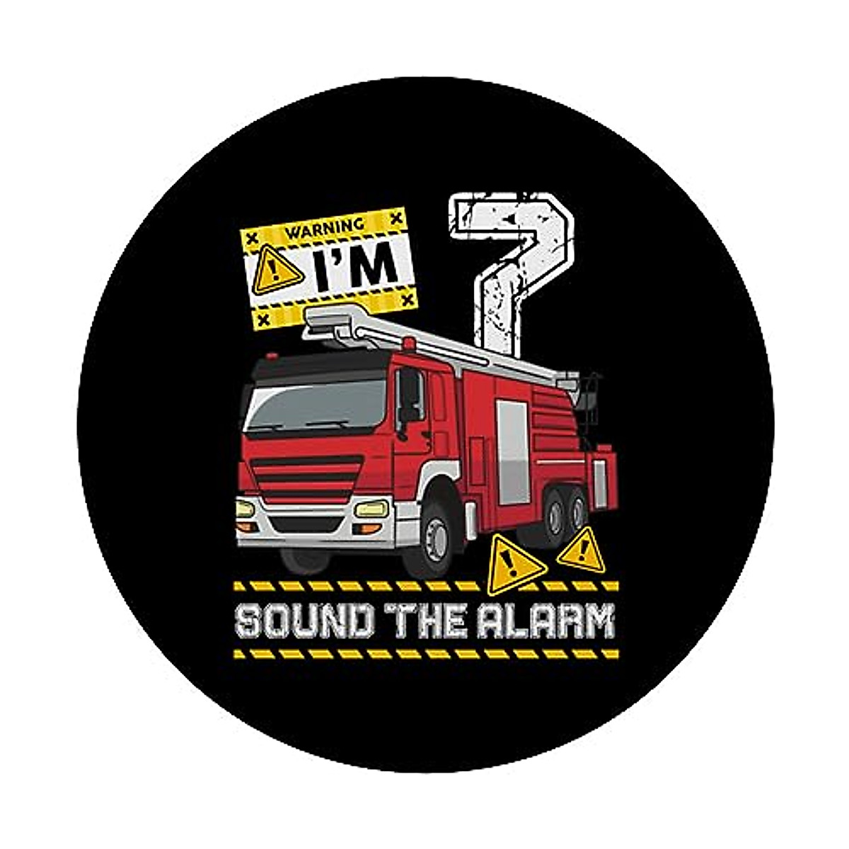 7th Birthday Firefighter Fire Truck 7 Year Old Funny B-Day PopSockets Standard PopGrip