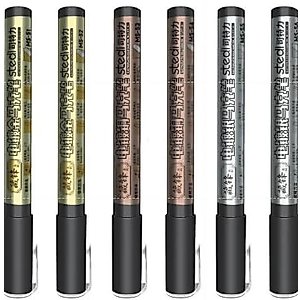 (6PCS/Set) MS-51~56 Electroplated Metal Color Marker Chrome Mirror Pen Assembly Model Painting Tools