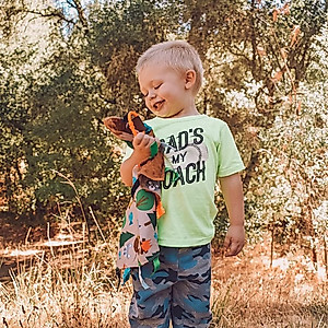 Baby Sensory, Security & Teething Closed Ribbon Tag Lovey Blanket with Minky Dot Fabric: 14”X18” (Forest)