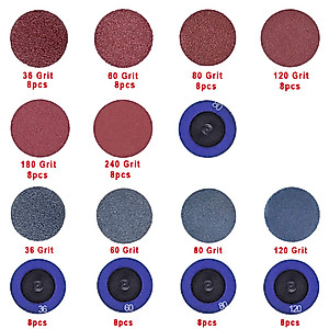 103 Pcs Sanding Discs Set 2 Inches Quick Change Disc with 1/4 inch Tray Holder for Die Grinder Surface Prep Strip Grind Polish Finish Burr Rust Paint Removal