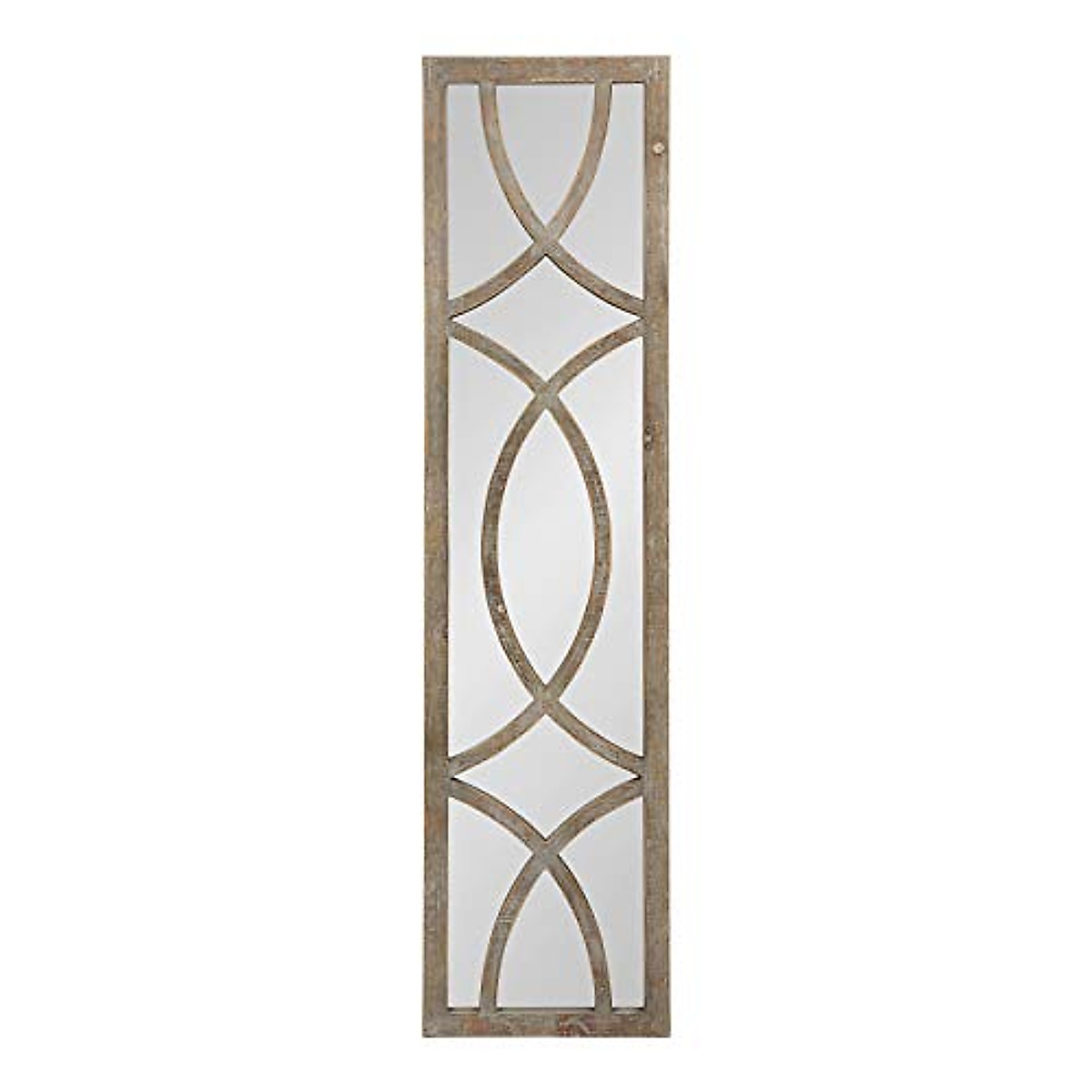 Kate and Laurel Tolland Decorative Wooden Panel Wall Mirror, 12" x 48", Rustic Brown, Farmhouse Windowpane Accent Piece