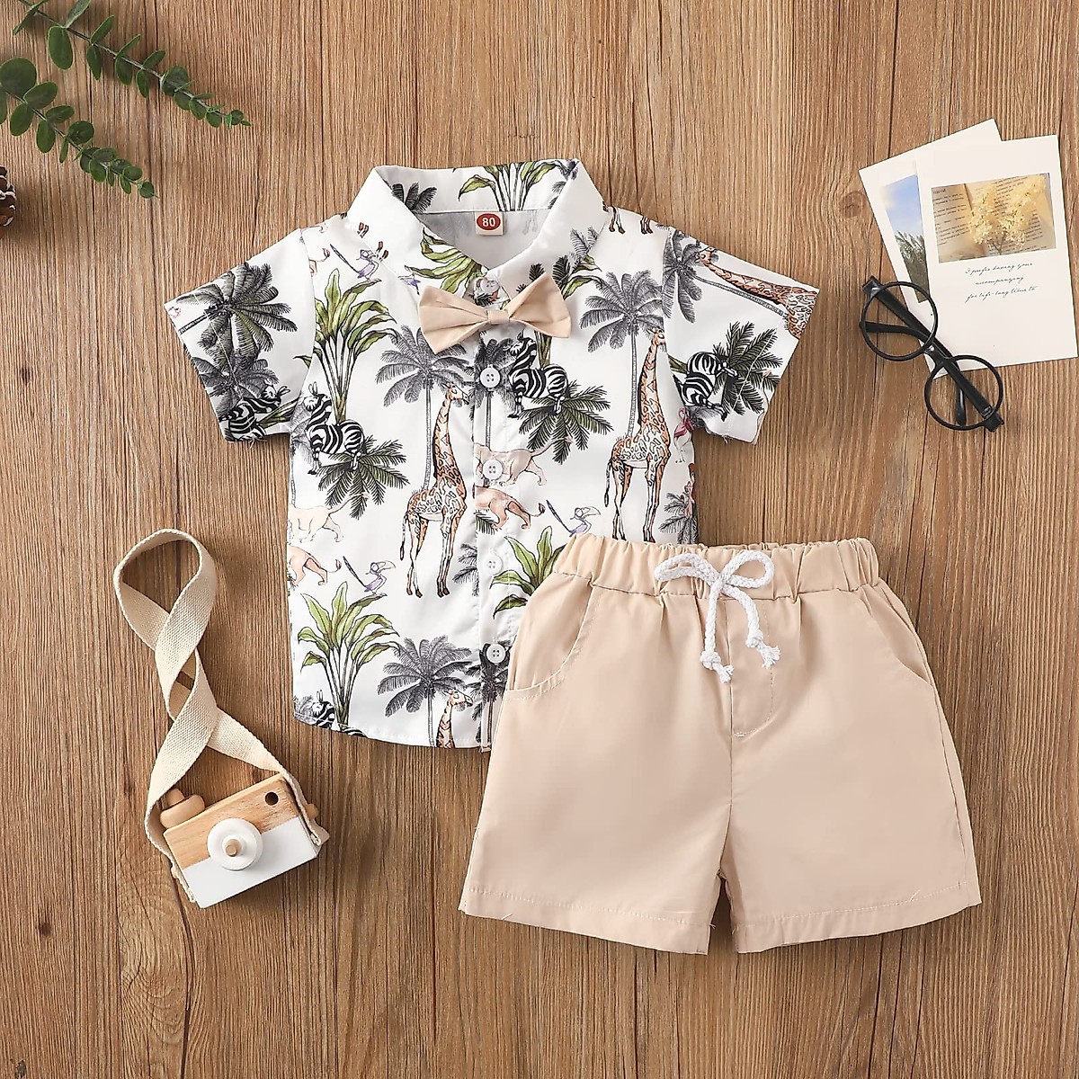 Hnyenmcko Infant Toddler Baby Boy Summer Clothes Short Sleeve Dinosaur Print Button Down Shirt Shorts Set Hawaiian Outfit (Dinosaur Brick Red, 18-24 Months)