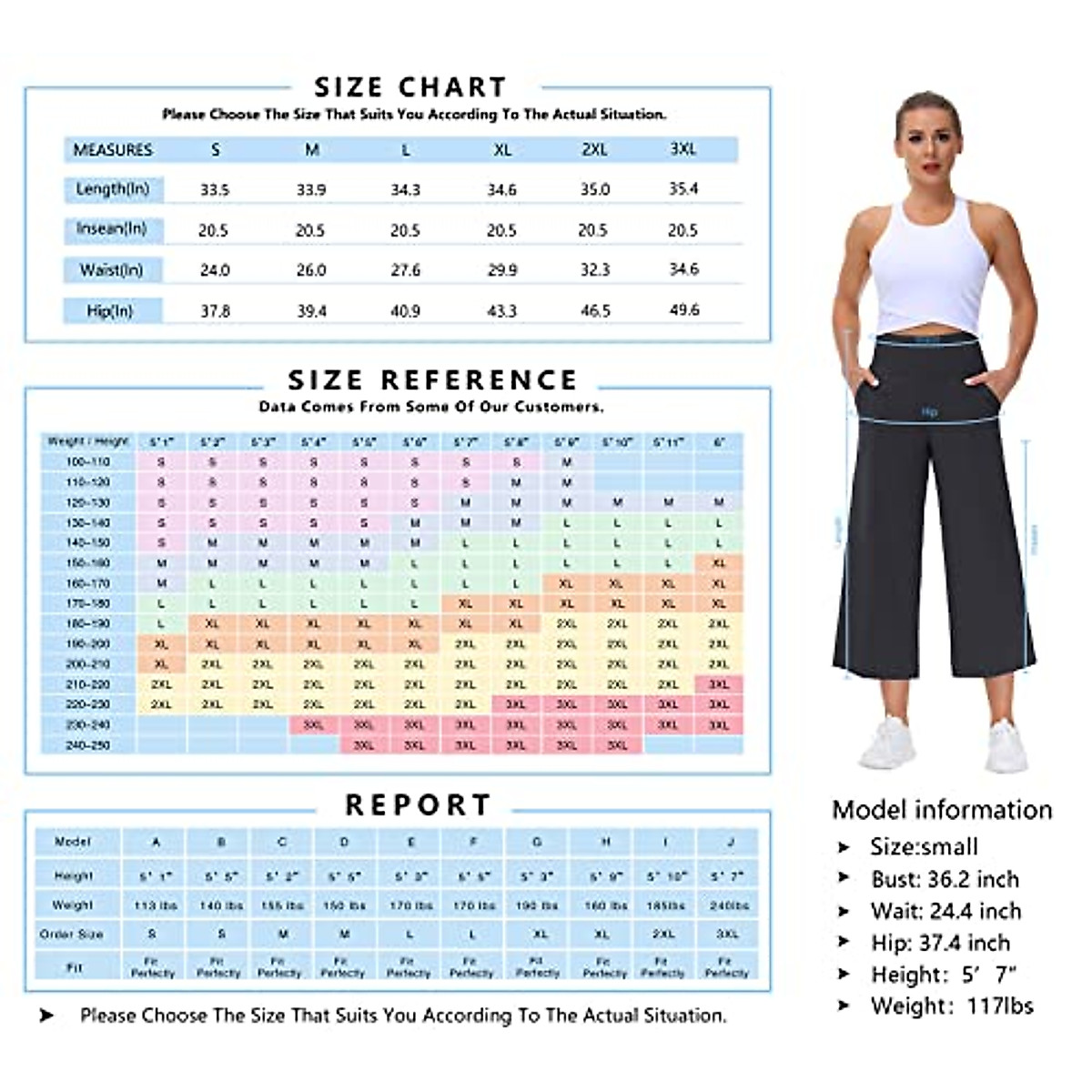 THE GYM PEOPLE Bootleg Yoga Capris Pants for Women Tummy Control High Waist Workout Flare Crop Pants with Pockets (Large, Black)