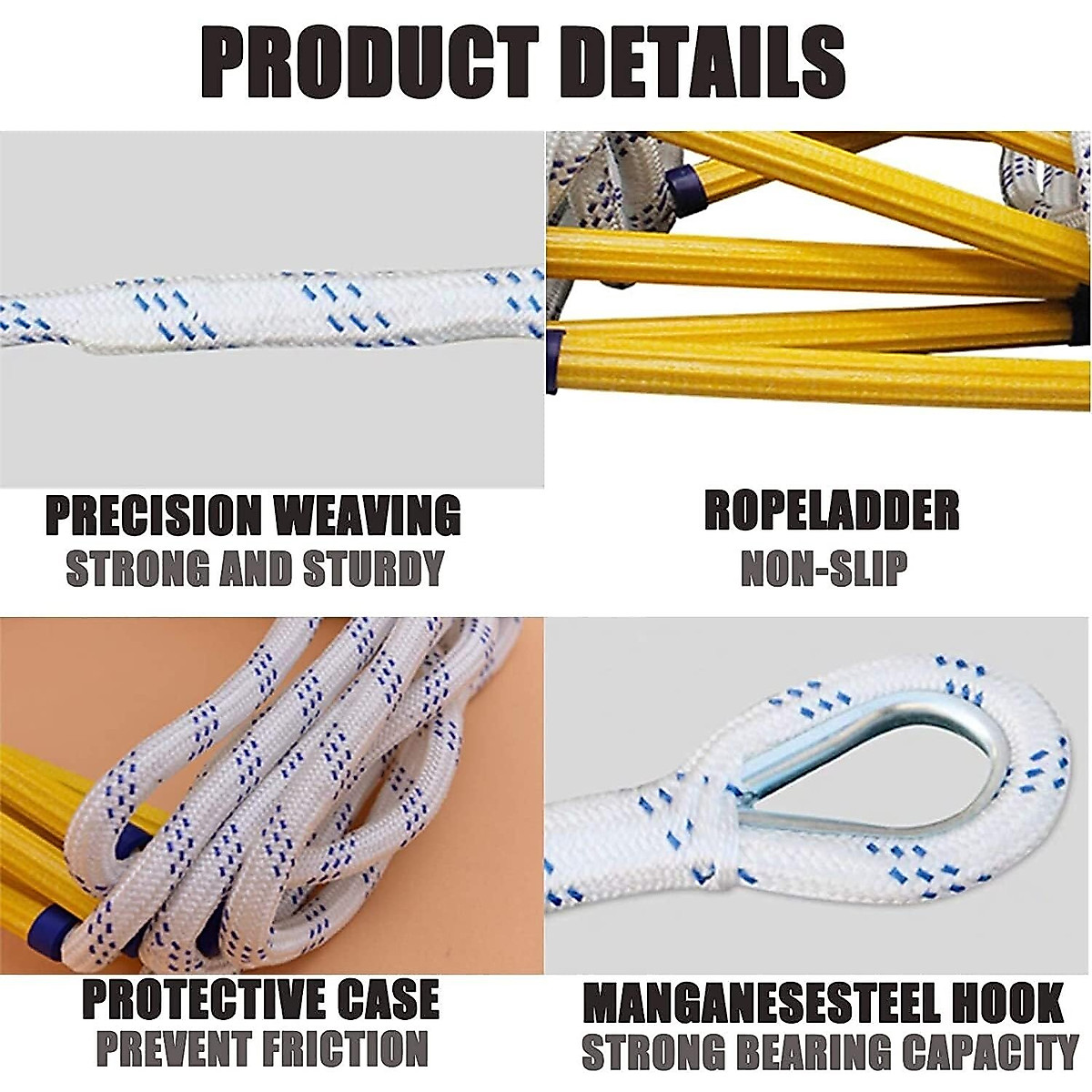 Rope Ladder Fire Escape - Emergency Ladders, Safety Ladder Escape, 2-3 Story Homes Reusable Compact Lightweight External Rescue Ladder (Size : 20M)