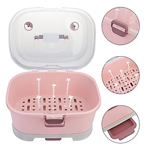 Baby Bottle Drying Rack Bottle Storage Box Portable Baby Bottle Storage Organizer with Lid for Kitchen Cabinet