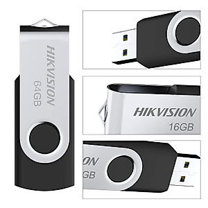 Hikvision 32GB USB 2.0 Flash Drive Flash Storage Memory Stick with Metal Case for Data Storage and Backup with 360 Degree Rotation Speed up to 20MB/S (32GB, USB2.0)…