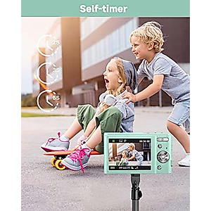 Digital Camera, Zostuic Autofocus 48MP Kids Camera with 32 GB Card Vlogging Camera with 16X Zoom, Compact Portable Mini Cameras for 4-15 Year Old Kids Children Teen Student Girls Boys(Green)