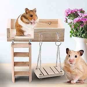 HEEPDD 3Pcs Wooden Hamster Crawling Ladder Funny Swing Toys Set Small Animal Toy Cage Accessories for Gerbil Rat Chinchillas Guinea Pig Squirrel