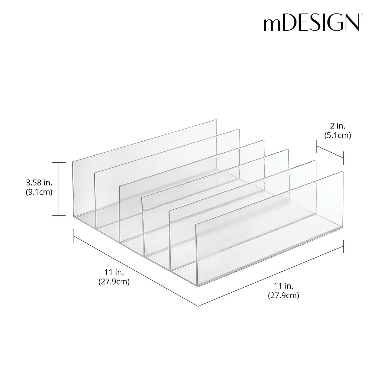mDesign Plastic Purse Organizer for Bedroom Closet, Shelf Storage - Holds Woman's Purse, Hanging Bag, Zipper Handbag, Tote, Perfect for Space Saving - 5 Sections - Lumiere Collection - 2 Pack - Clear