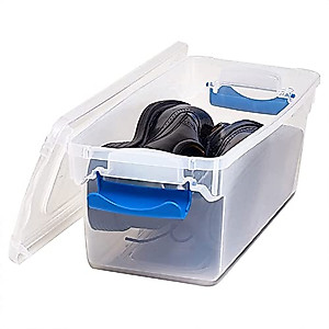 HOMZ 7.5 Quart Clear Plastic Stackable Storage Container Tote with Secure Latching Lid for Home and Office Organization, 10 Pack
