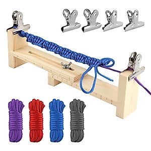 JIANWEI Wooden Jig Bracelet Maker, Paracord Jig Tool, Bracelet Braiding Tool with 4 Rolls Paracord and 4 Buckles, Hand Knitting Kit for Weaving DIY Craft(Wood)