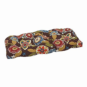 Pillow Perfect 500010 Outdoor/Indoor Annie Chocolate Tufted Loveseat Cushion, 44" x 19", Brown