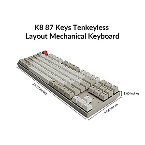 Keychron K8 87 Keys Tenkeyless Layout Wireless Bluetooth Mechanical Gaming Keyboard for Mac, Multitasking Type-C Wired Computer Keyboard for Windows Mechanical Brown Switch