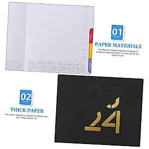 NUOBESTY Softcover Notebook Planner Daily Use Note Pads 2024 English Notepad Business Planning Notebook English Agenda Notepad Office Accessory Imitation Leather Portable Student The List