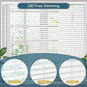 KCO Mini Blinds for Windows Cordless Horizontal Window Blinds and Shades, Vinyl Venetian Blinds Anti-UV Waterproof Light Adjustment Mini Blinds, 18" W x 64" L, White