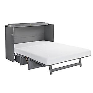 AFI Deerfield Murphy Bed Chest with Charging Station, Queen, Grey