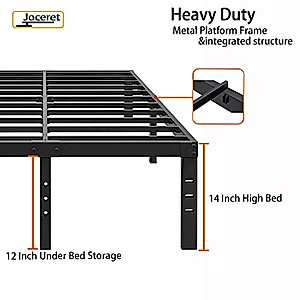 Joceret California King Bed Frames,14 Inch Tall,Heavy Duty,3500 lbs Steel Slat Support Metal Platform,No Box Spring Needed,Easy Assembly,No Noise,Cal King Bed Frame,Black