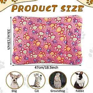 5 Pcs Guinea Pig Bed Mat Cute Cats Paw Print Blanket Bed for Small Animal Winter Soft Plush Bunny Dog Cat Bed Thickened Washable Reversible Fleece Crate Bed Mat Hamster Bedding (13 x 18.5 Inch)