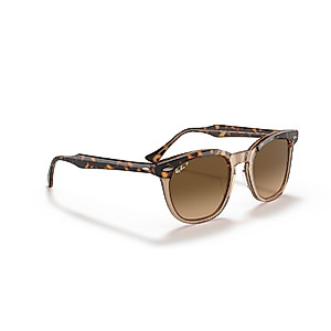 Ray-Ban RB2298 Hawkeye Square Sunglasses, Havana On Transparent Brown/Brown Gradient Polarized, 52 mm