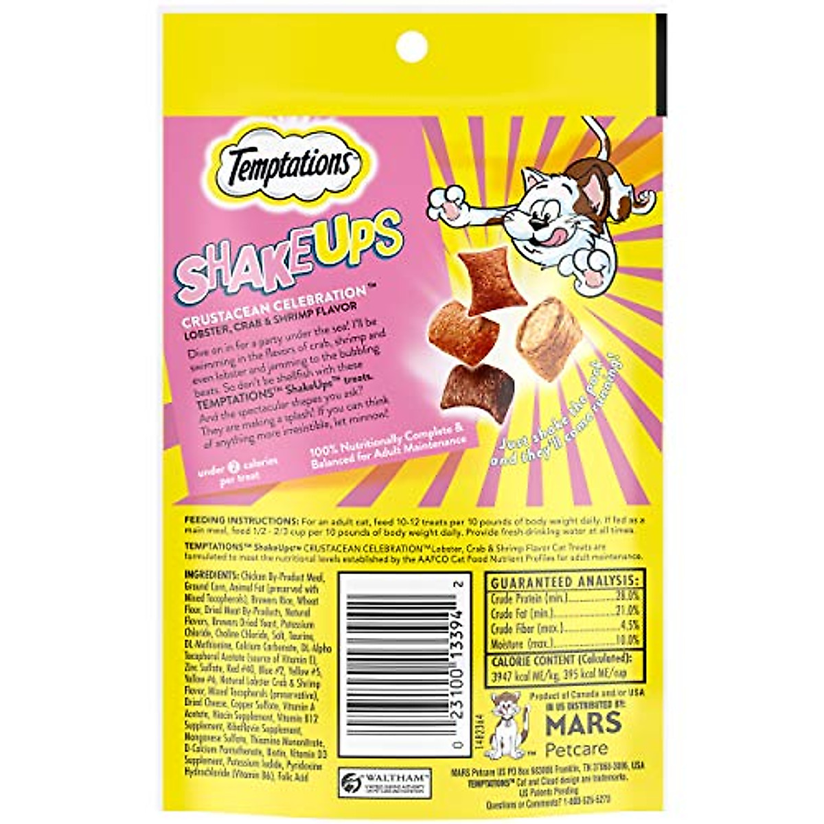 TEMPTATIONS ShakeUps Crunchy and Soft Cat Treats, Crustacean Celebration Flavor, (12) 2.47 oz. Pouches