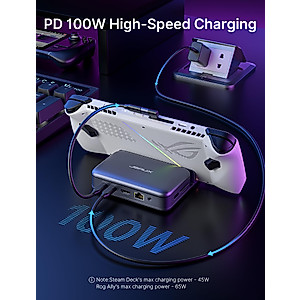 JSAUX Docking Station Compatible with Steam Deck ROG Ally Laptop, 10 in 1 Steam Deck Dock with 4K HDMI, 100W PD, USB 3.0, 1000Mbps LAN, SD/TF, Audio for MacBook/Lenovo/Dell/HP/Steam Deck/ROG Ally