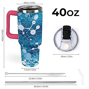 Science Chemistry Molecular Structure 40 Oz Car Cup Stainless Steel Travel Mug Leak-Proof Insulated Tumbler with Handle Light Rose Red-style