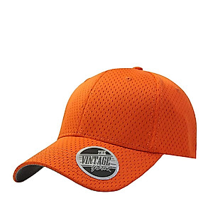 Plain Pro Cool Mesh Low Profile Structured Adjustable Baseball Cap (Orange)