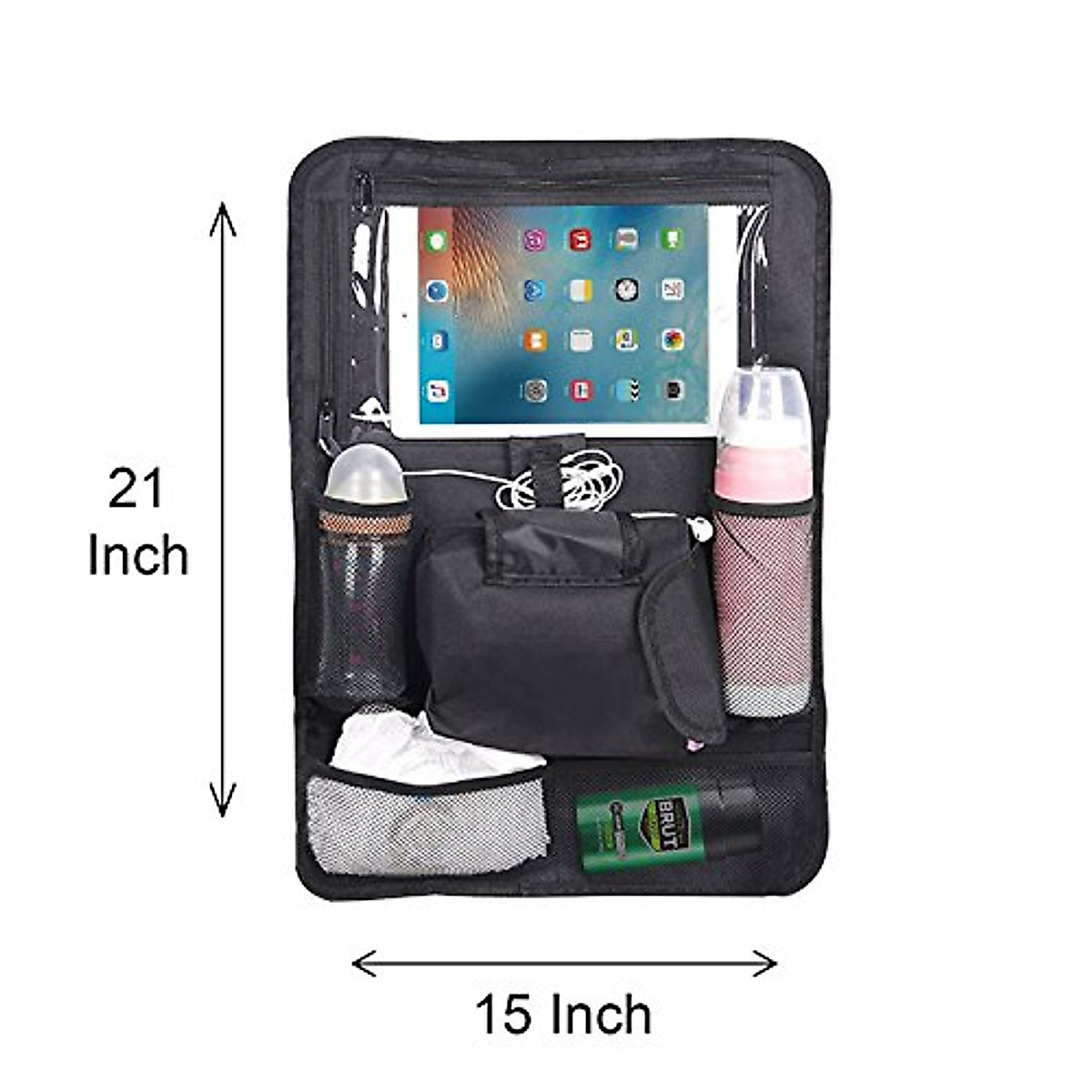 Prorighty Multi-Purpose Car Back Seat Organizer for Seat Protection with 12 Pockets for Storage| Tablet or iPAD Holder-Great for Car Trips