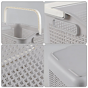 Knifefish 35 L 4 Packs Plastic Laundry Basket with Handle, Portable Laundry Hamper for Bathroom Bedroom and College