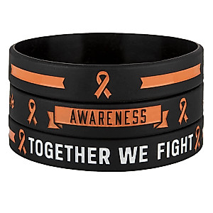 Sainstone Orange Awareness Ribbon Silicone Bracelets with Saying - FAITH, HOPE, LOVE, KEEP FAITH, BE STRONG - Cancer & Cause Wristbands Gifts for Men Women, Patients, Survivors, Family (Unisex)