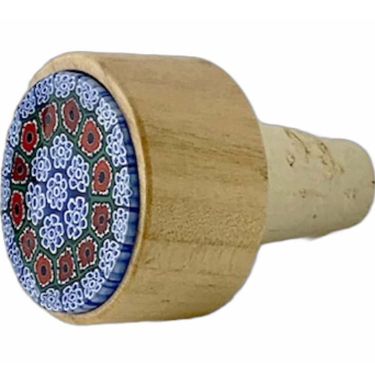 Wine Bottle Stopper – Unique gift for Dinner Host, Wine Lover, or Housewarming – a versatile wine accessory, use for Wine or Champagne – Handmade of Murano Glass and Portuguese Cork keeps wine fresher