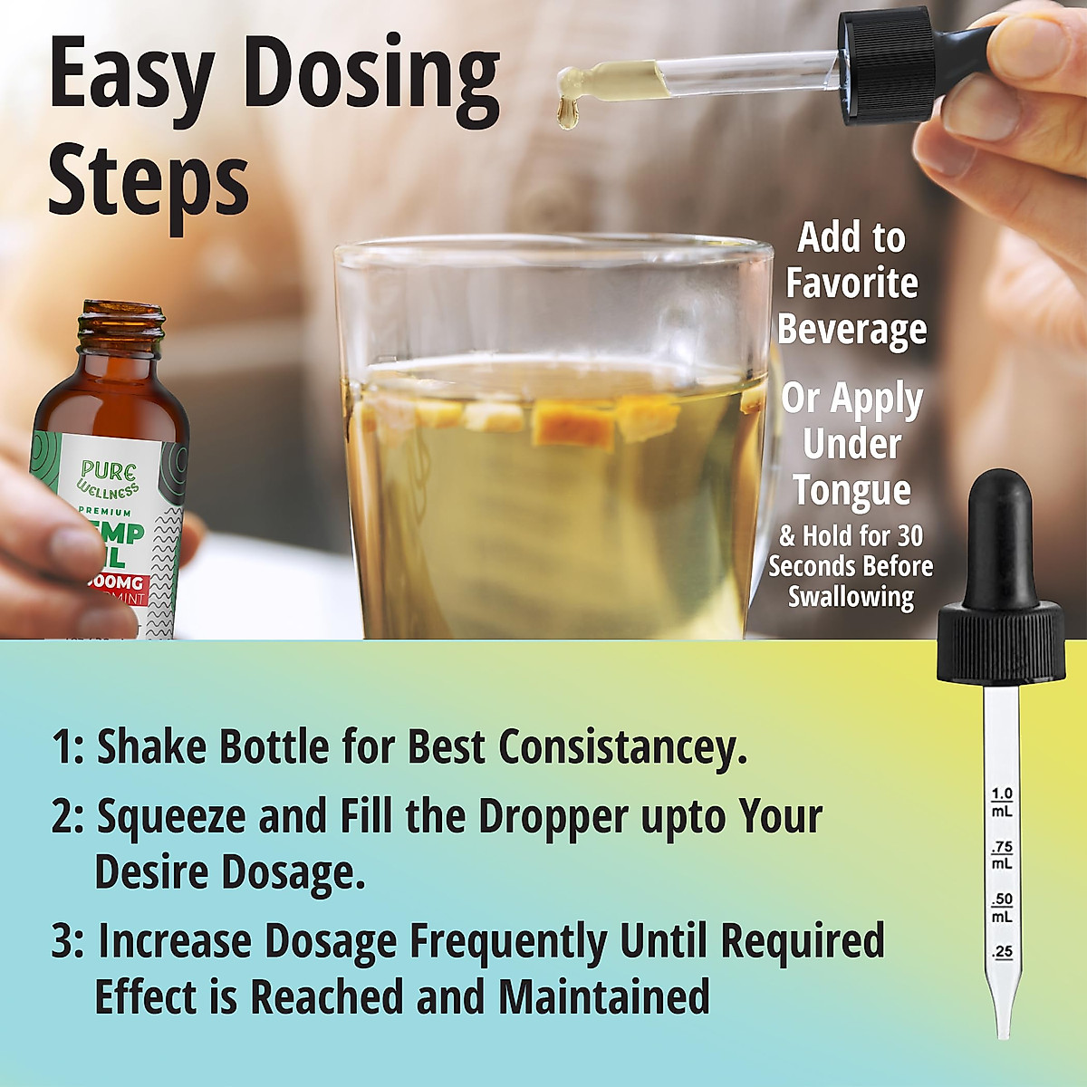 Organic Hemp Seed Oil (3 Oz), Peppermint Flavor, High Potency 30,000 mg - Natural Pain Relief, Helps Sleep, Relaxation & Mood, Transparent Hemp Oil Dosage, Non-Habit Forming - Non-GMO, Vegan