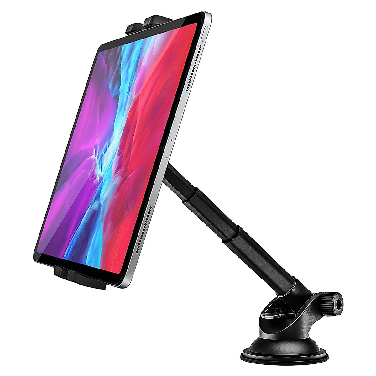 woleyi Dashboard Car Tablet Mount, Telescopic Tube Suction Cup Car Tablet Holder, Compatible with iPad Pro/Air/Mini, Galaxy Tab/Z Fold, Fire HD, Surface, iPhone, More 4.7-13" Cell Phones and Tablets
