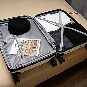 GinzaTravel 2-Piece ABS Luggage Set with TSA Locks, Expandable, and Friction-Resistant in White - Includes Carry-On 20" and 28" Spinner Suitcases