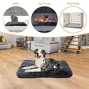 FANLINPT Dog Bed Mat Soft Crate Pad Machine Washable Anti-Slip Mattress for Large Medium Small Dogs and Cats Kennel Pad (Small, Black)