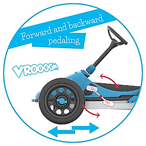 Chillafish Monzi RS: Pedal Go-Kart for Kids 3-7 Years, Folds Down for Easy Storage and Adjustable Seat Without Tools, Airless no-Puncture RubberSkin Tires, and Wall Mount for Easy Storage, Red