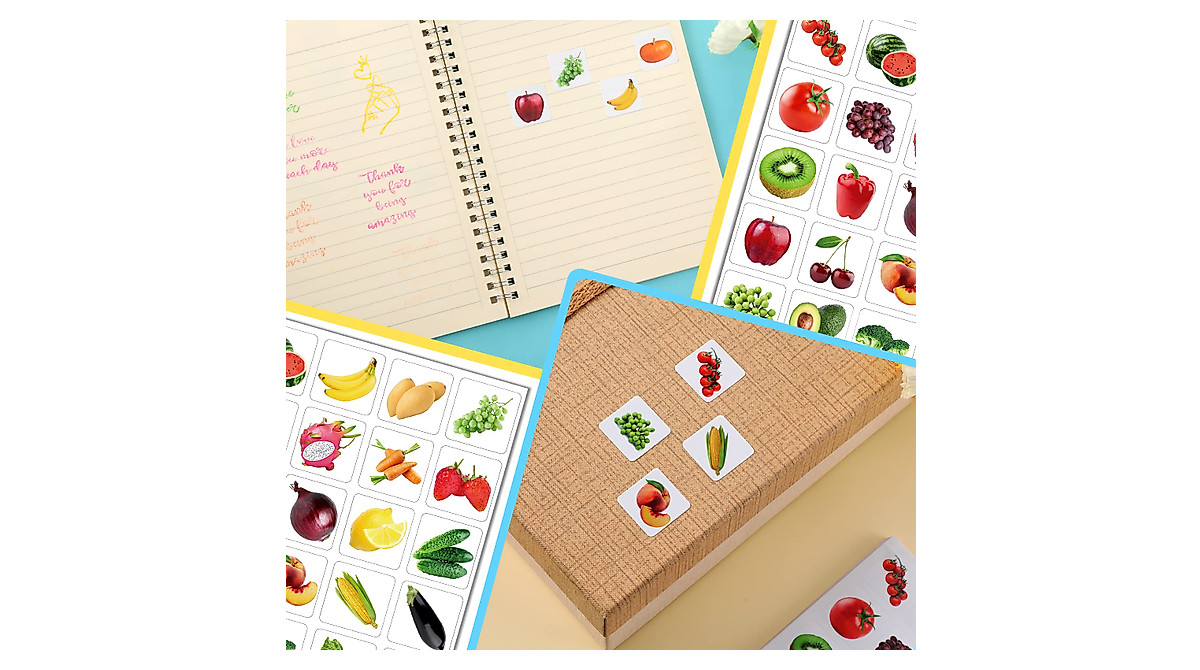600 Pcs Kids Fruits & Vegetable Stickers for Classroom Fun