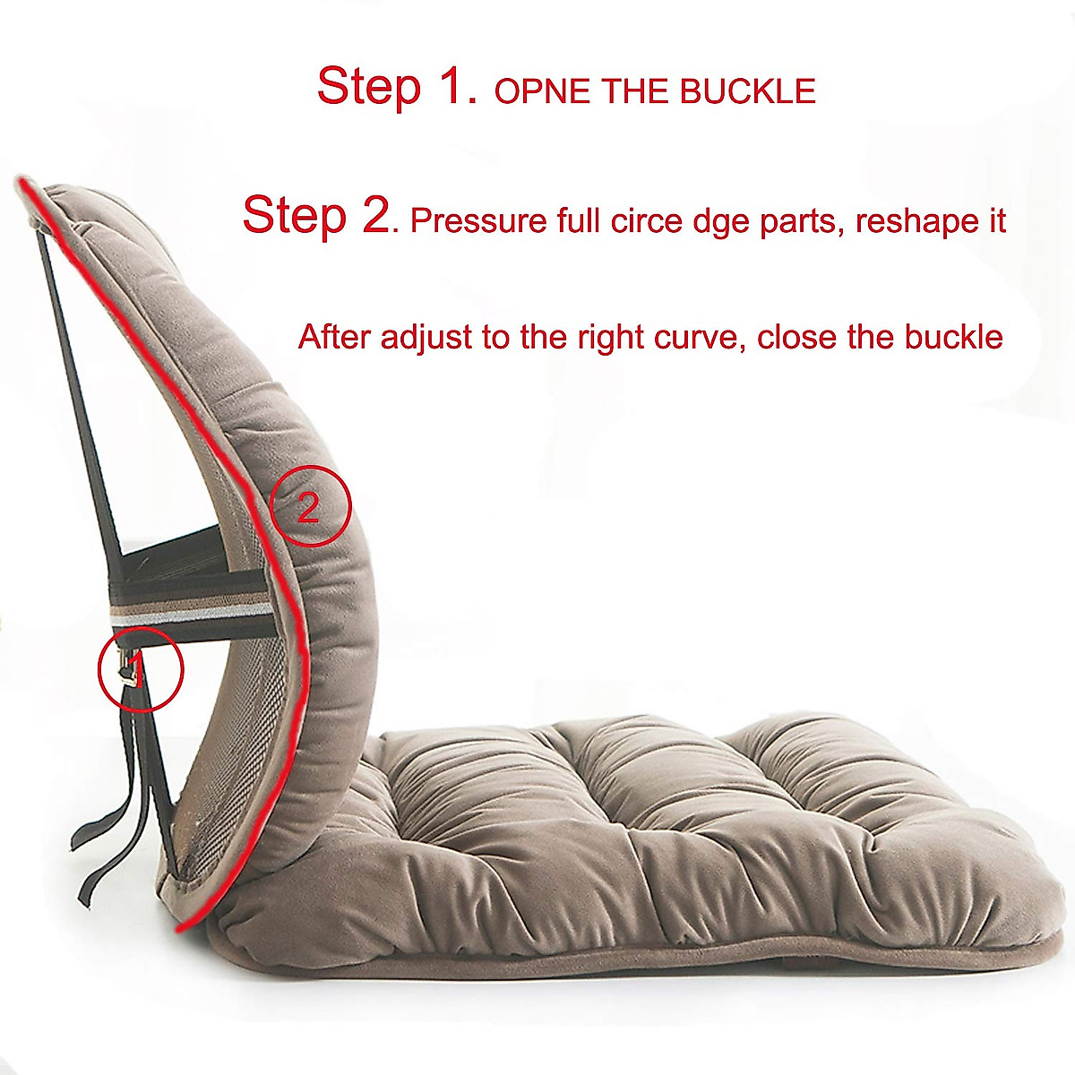 ALIBO Orthopedic Firm Chair Lumbar Support Cushion Set Non-Slip Bottom Coccyx Pads Warm Adjustable Curvature Low Back Pain Relief Relax Pillow for Office,Dinning Chair,Recliners,Sofa and Car Grey